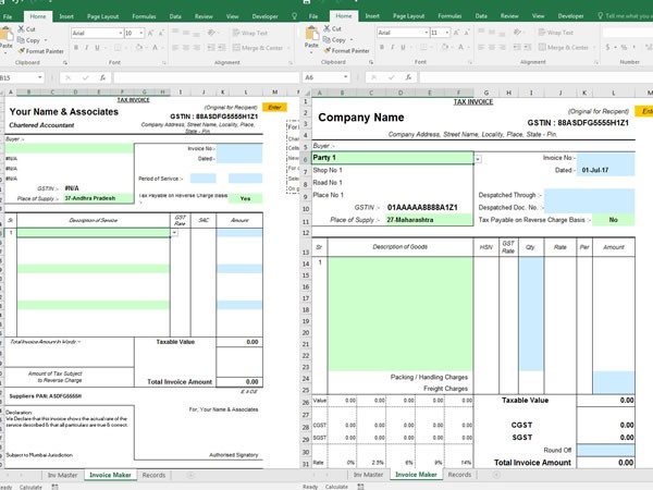 Free gst compliant invoice maker, gstn1 recorder in excel - GST