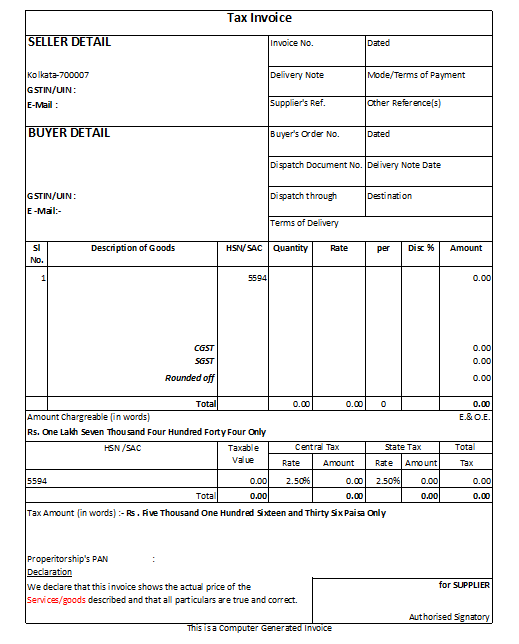 Tally GST Invoice Format GST Tally GST Invoice Format GST