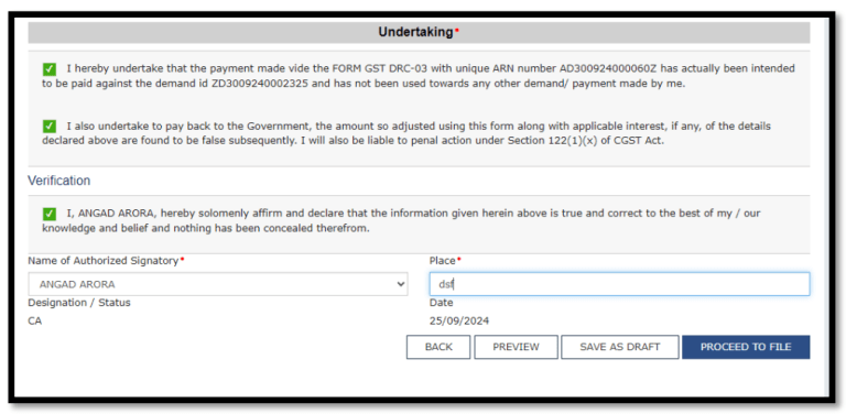 Form GST DRC-03A: Filing Process - Tax Guide