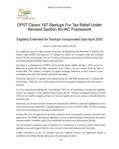 Section 80-IAC: Start-up Tax Benefits Get 5-Year Lifeline - Tax Guide