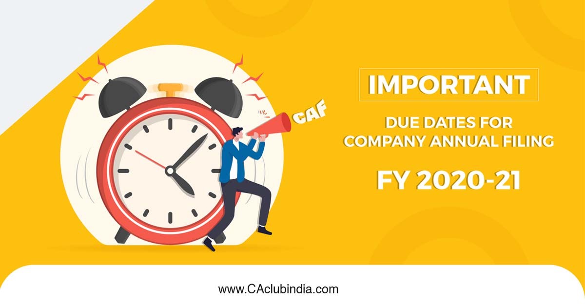 Compilation of all the ROC (Company) Filing Due dates for FY 2020-21 ...